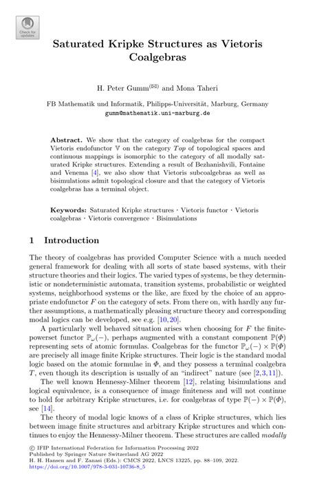 Pdf Saturated Kripke Structures As Vietoris Coalgebras