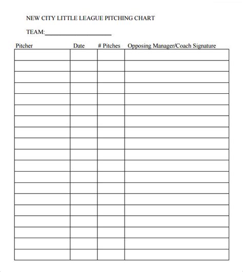 Pitching Chart Template Excel