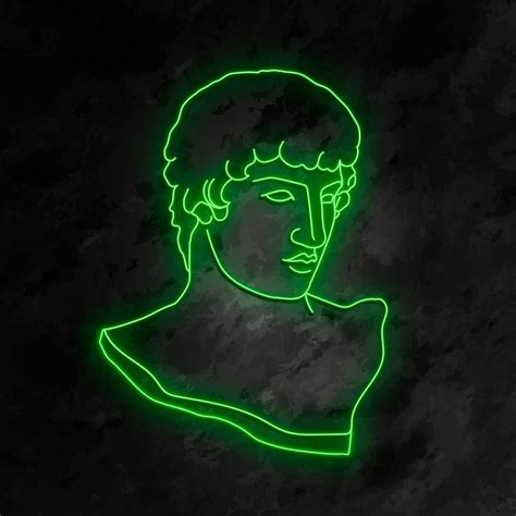 Classical Sculpture Illustration Glowing Neon Premium Photo