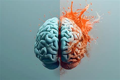 Split Brain Showing Calm Vs Chaotic Emotions Premium Ai Generated Image