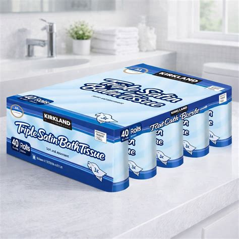 Kirkland 40 Toilet Rolls 3 Ply Triple Satin Tissue 240 Sheets Per Roll