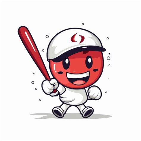 Astronaut Running With Baseball Bat Cute Cartoon Vector Image