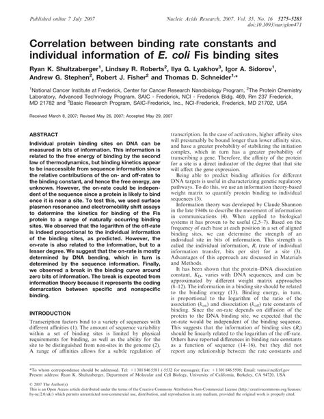 Pdf Correlation Between Binding Rate Constants And Individual