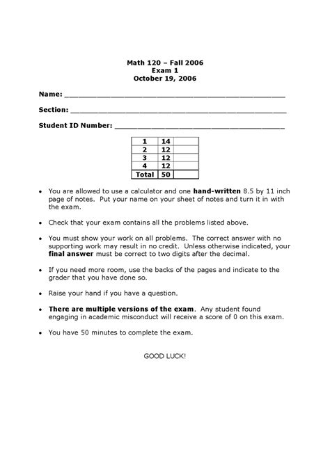 4 questions exam 1 fall 2006 precalculus math 120 exams pre