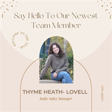 Please Join Us In Welcoming Thyme Heath Lovell Our New Indie Sales Manager Npw Group