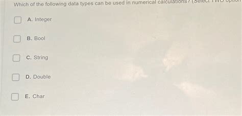 Solved Which Of The Following Data Types Can Be Used In