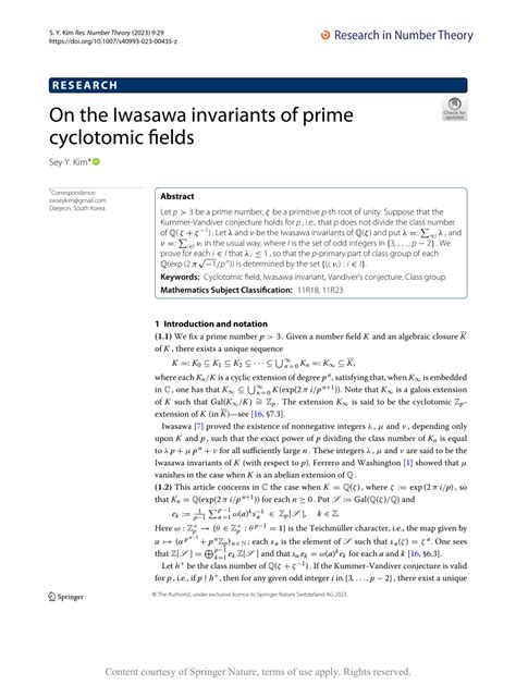 On The Iwasawa Invariants Of Prime Cyclotomic Fields