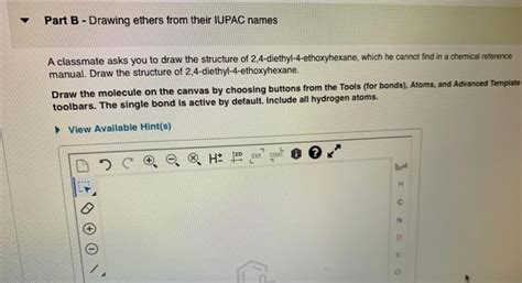Solved Part B Drawing Ethers From Their Iupac Names A