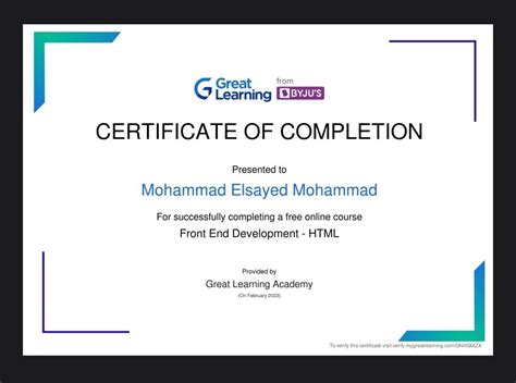 Mohammad Elsayed On Linkedin Greatlearningacademy Greatlearning Glacertificate Frontend