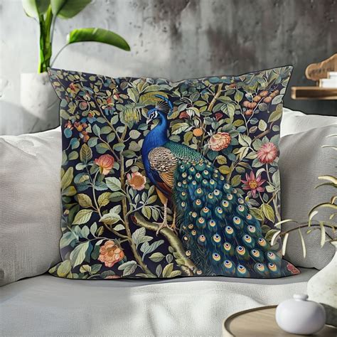 Peacock Throw Pillow Etsy