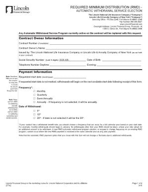Required Minimum Distribution Rmd Lincoln Financial Group Fill And