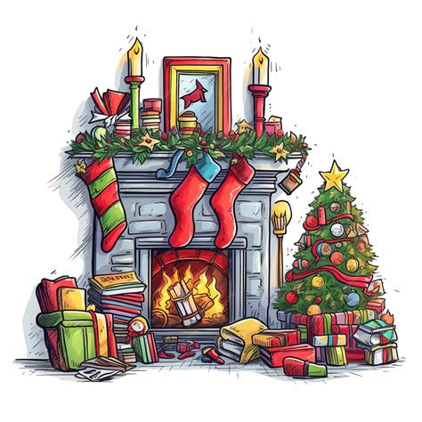 How To Draw A Fireplace For Christmas