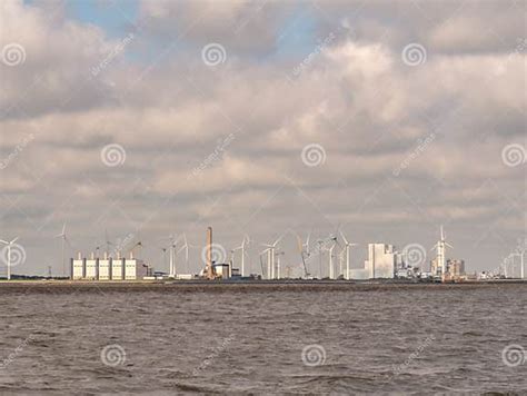 Skyline Of Seaport Eemshaven With Power Plants Eemscentrale And Rwe And Chemical Industry Eems