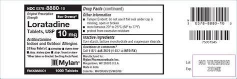 Loratadine Tablet Package Insert Prescribing Information