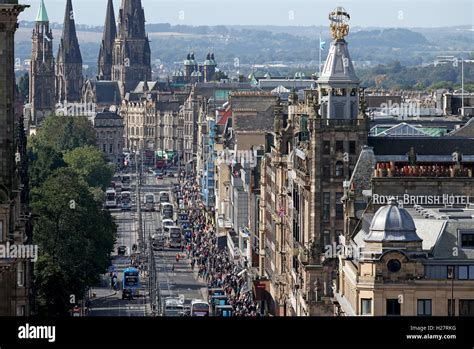 General View Of Princes Street In Edinburgh City Centre Scotland Stock