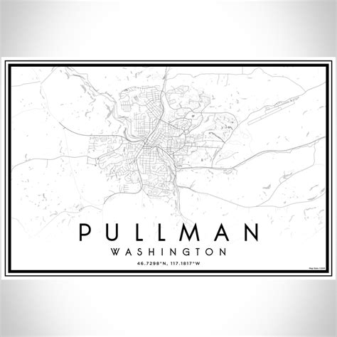 Pullman Washington Map Print In Classic — Jace Maps