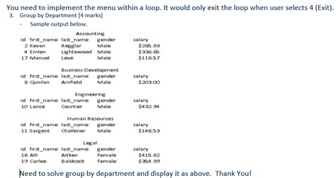 Solved Data Source Employee Data Csv No Hard Coding Chegg