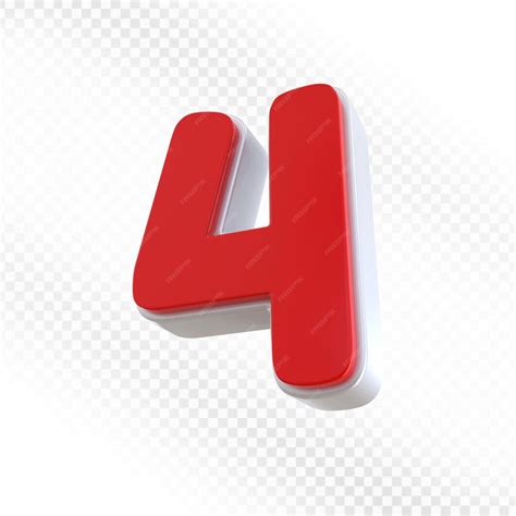 Renderización 3d Roja Del Número 4 Psd Premium