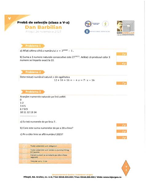 Subiecte Concurs Dan Barbilian Selectie Clasa A V A Pdf