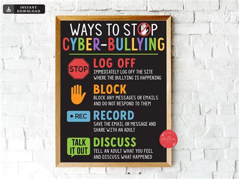 Anti Cyber Bullying Poster Computer Lab School Sign Classroom Decor It Computers Teacher