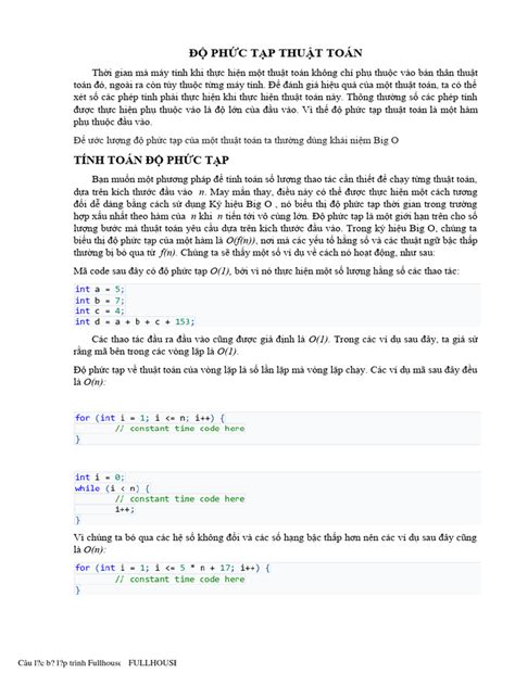 ĐỘ PhỨc TẠp ThuẬt ToÁn Pdf