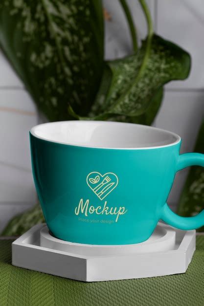 Premium Psd Cute Mug Design With Plants Mockup