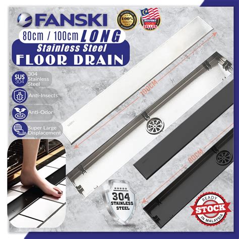 80cm 100cm Long Stainless Steel 304 Floor Drain Trap Anti Smell Odor