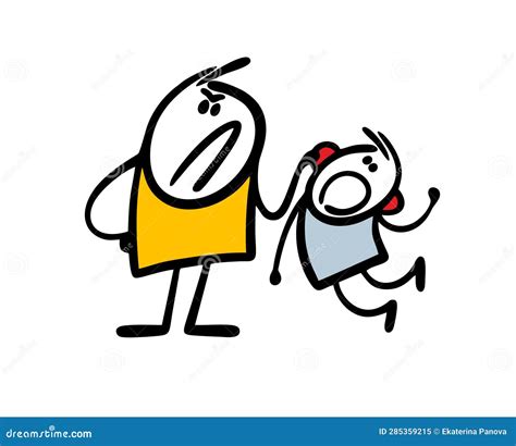 Strict Father Lecturing Their Daughter For Bad Vector Illustration