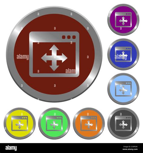 set of color glossy coin like move window buttons stock vector image