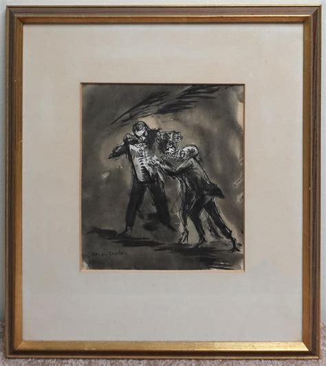 Lot Aaron Sopher American 1905 1972 Accordion Player With Couple Dancing Ink And Wash On