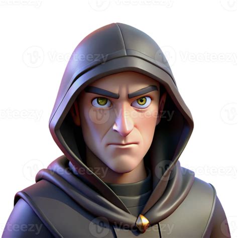 Magnificent Vintage Portrait Of A Skilled Assassin With A Hooded Cloak