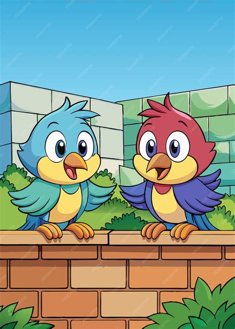 Vector Illustration For The Famous Poem Two Little Dickie Birds Showcasing 2 Cute Small Colorful