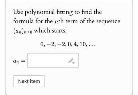 Solved Use Polynomial Fitting To Find The Formula For The