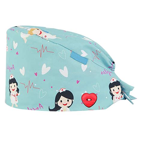 Breathable Scrub Cap Printed Button Work Hat Casua Vicedeal