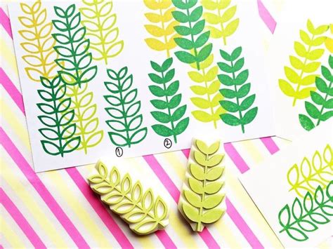 Leaf Rubber Stamp Foliage Stamp Hand Carved Stamp By Talktothesun