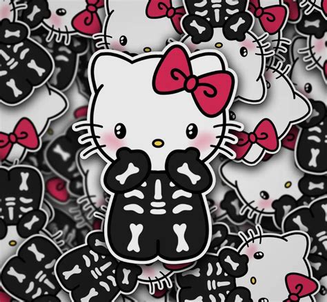 Skeleton Hello Kitty Sticker Etsy