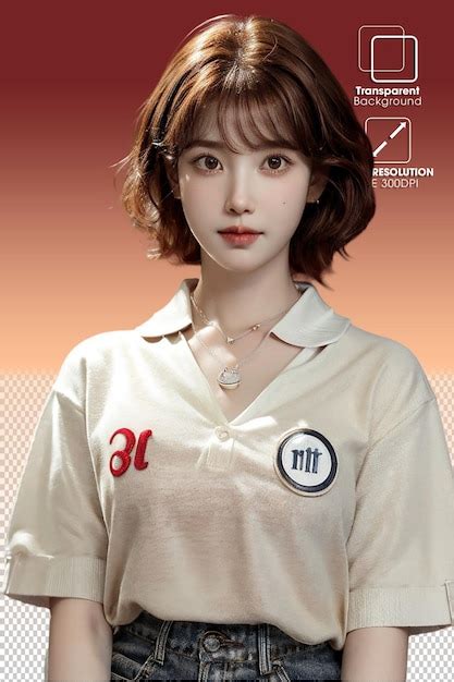 Premium Psd A Model With A Button On The Front Of Her Shirt