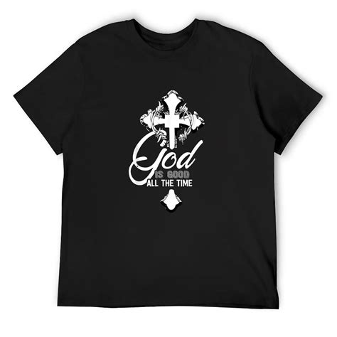 Mens God Is Good Church Religon Prayer Christ T Shirt Black Large