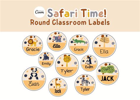 Safari Classroom Name Tags Printable Name Tags Zoo Animals Summer