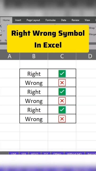 Right And Wrong Symbol In Excel Exceltips Excel Viral Exceltricks Spreadsheets Youtube