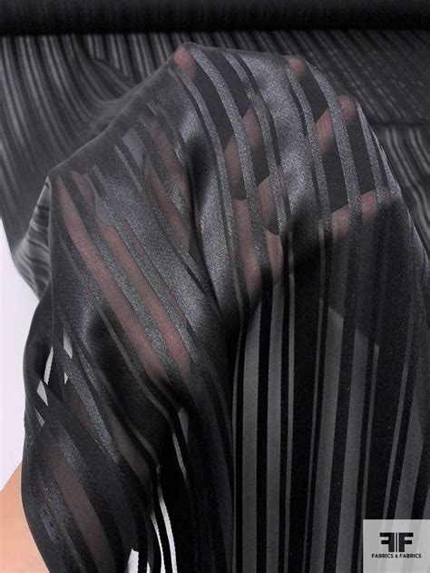 Satin Striped Silk Chiffon Black Fabric By The Yard Satin Stripes