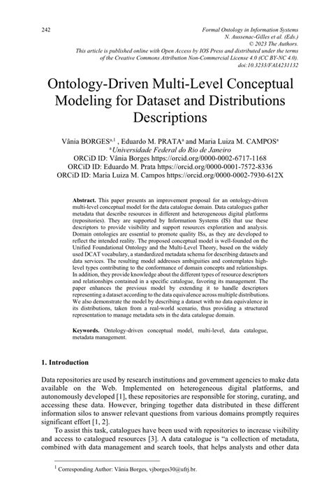 Pdf Ontology Driven Multi Level Conceptual Modeling For Dataset And Distributions Descriptions