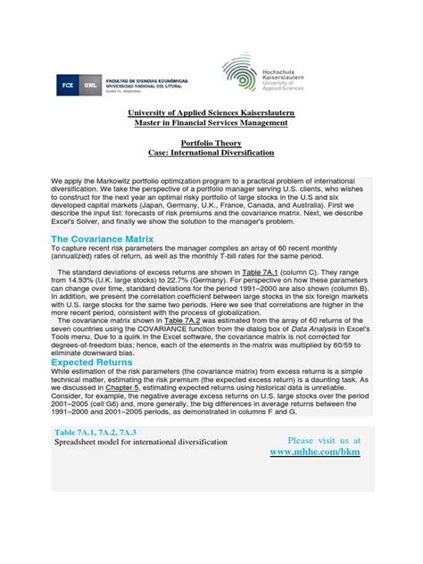 Case International Diversification Pdf Modern Portfolio Theory
