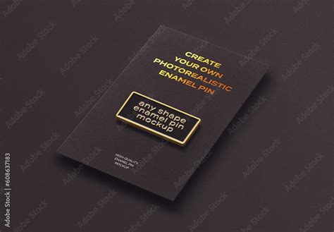 Enamel Pin Mockup Template Card Logo Soft Apparel Clothes Stock