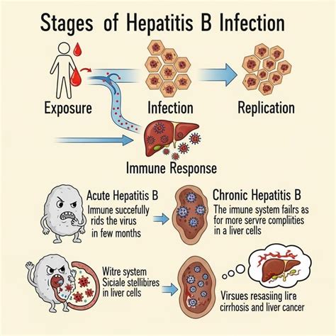 Illustrative Flowchart Of Hepatitis B Infection Stages Ai Art Generator Easy Peasyai