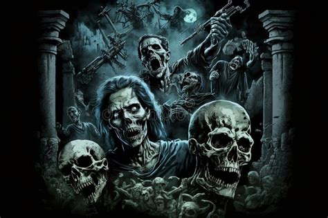 Skull And Bones In The Wall Generative Ai Stock Illustration