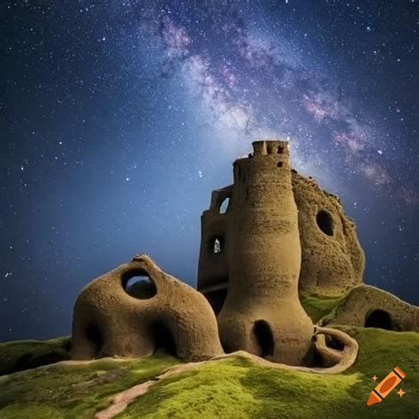 Moss Covered Medieval Castle Under A Starry Sky On Craiyon