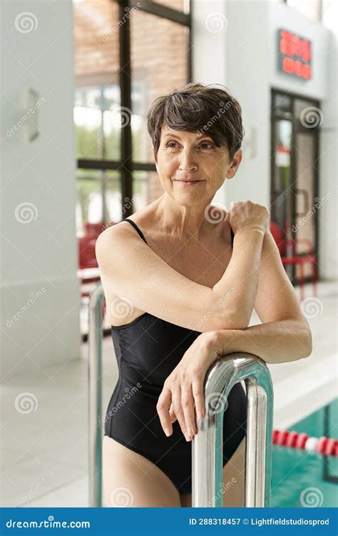 Dreamy And Mature Woman In Swimwear Stock Image Image Of Atmosphere