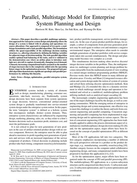 Pdf Parallel Multistage Model For Enterprise System Planning And Design