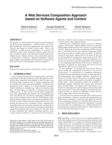 Pdf A Web Services Composition Approach Based On Software Agents And Context